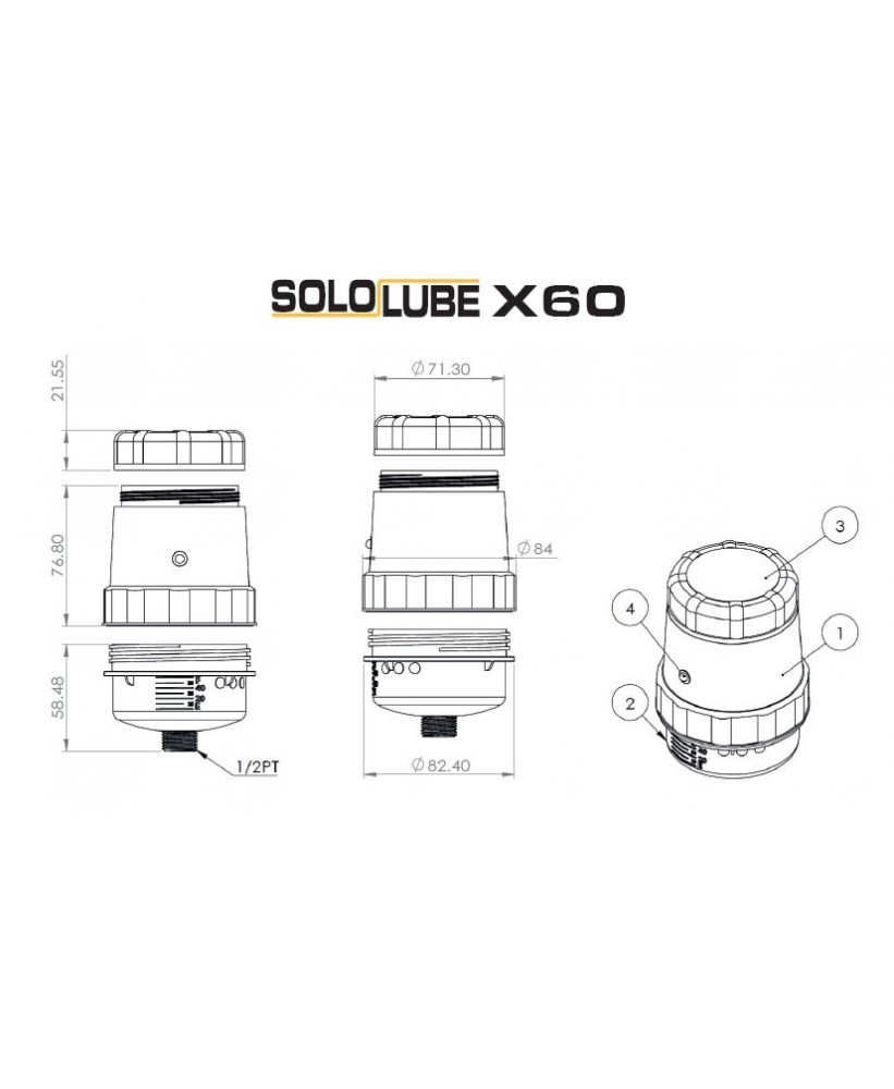 Graisseur automatique Sololube Contenant cartouche 60 ml