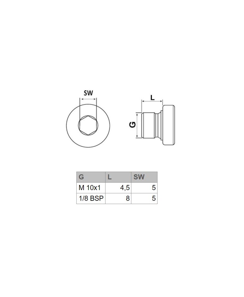 Bouchon fileté Filetage (G) 1/8G Matériau Acier galvanisé